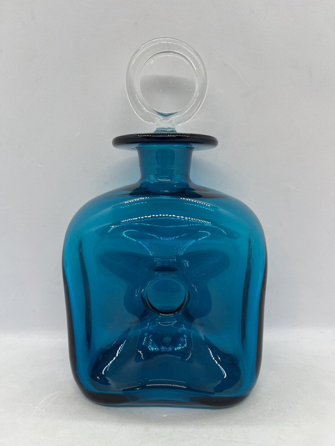 Holmegaard Bottle With Stopper, Ocean Blue "squeezed" Glass Bottle With ...