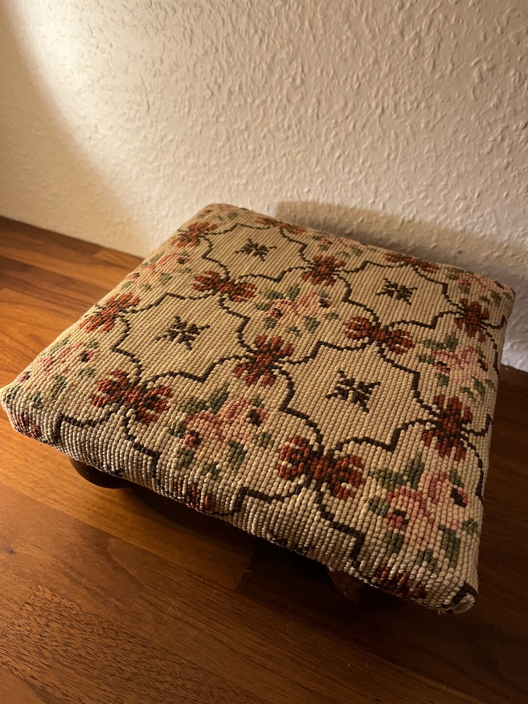Antique Hand Embroidered Foot Rest Footstool Handmade With - Etsy