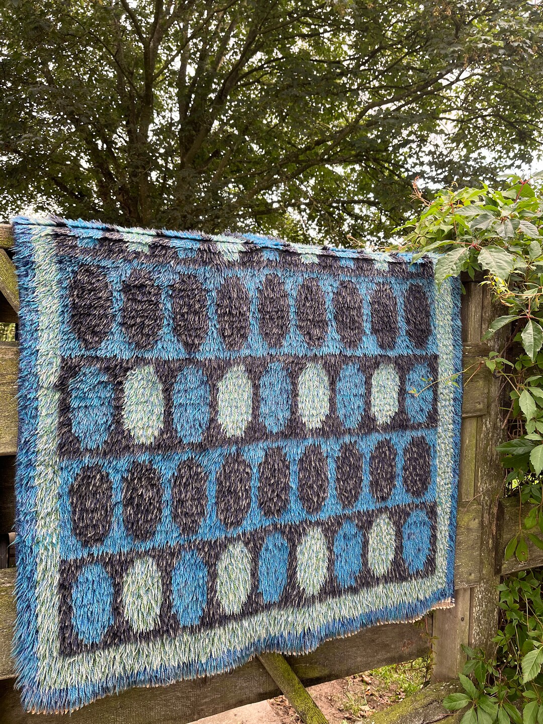 Danish Rya Rug, Large Vintage Hand Knotted Rug /carpet, Handmade Retro ...