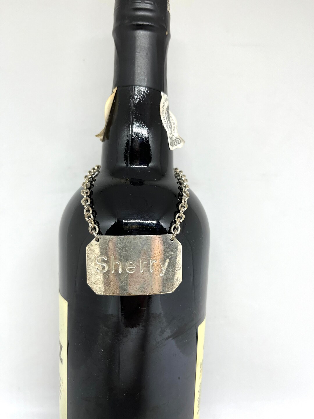 Sterling Silver Bottle Label for Sherry, Vintage Solid Silver 830S ...