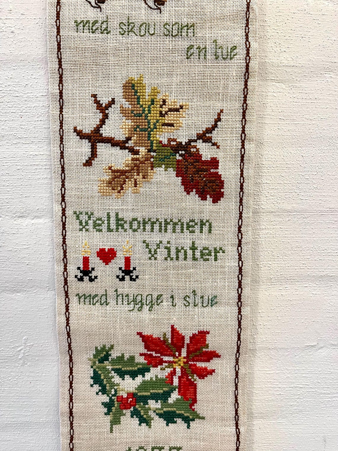 Needlepoint Bell Pull With Seasonal Scenes and Sayings Under Each ...