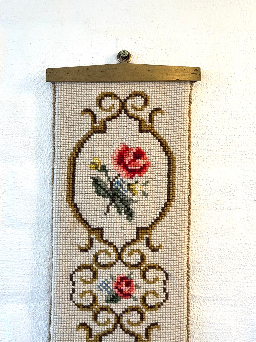 Danish Cross Stitch Tapestry, Cross Stitch Bell Pull, Handmade With a ...