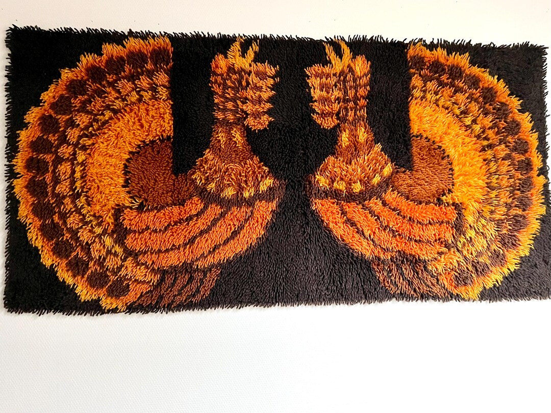 Danish Ege Rya Rug/ Tapestry 100% Wool, Colorful Large Rya Tapestry ...