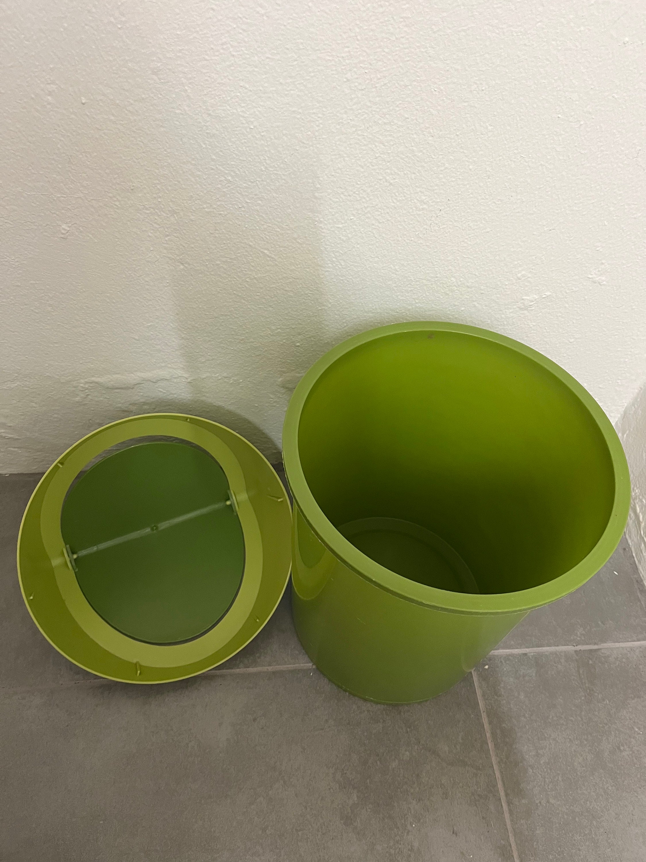 Vintage Bin, Set of Two Different Green Plastic Waste Bins, From the ...