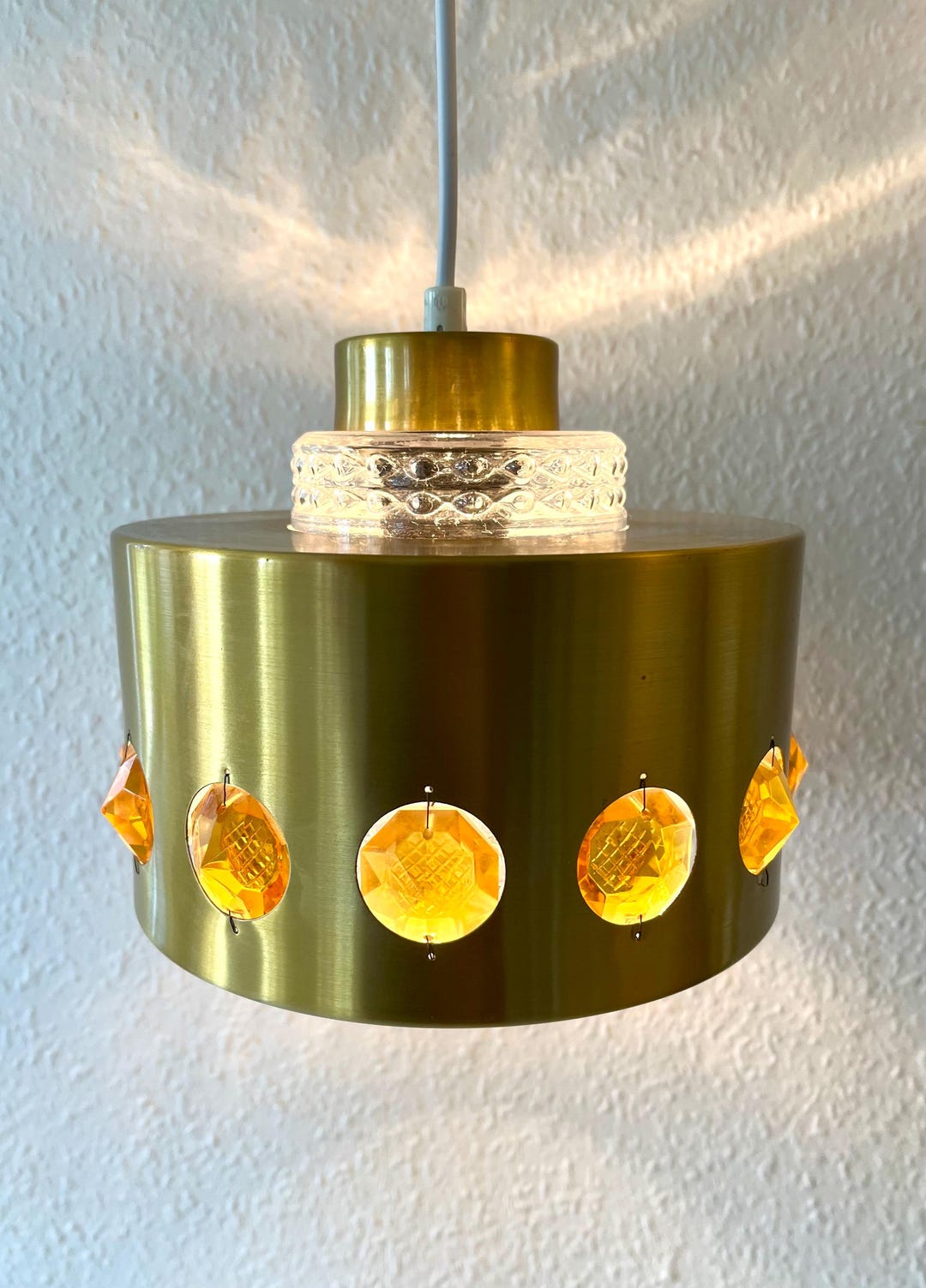 Vitrika Pendant Light, Brass Colored Pendant Metal Light With Clear ...