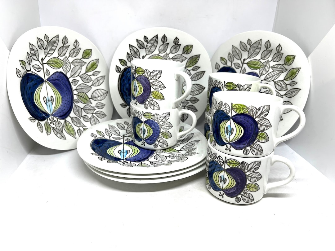 Rorstrand Eden Cups and Plates, Set of 12 / 6 Cups and 6 Plates ...