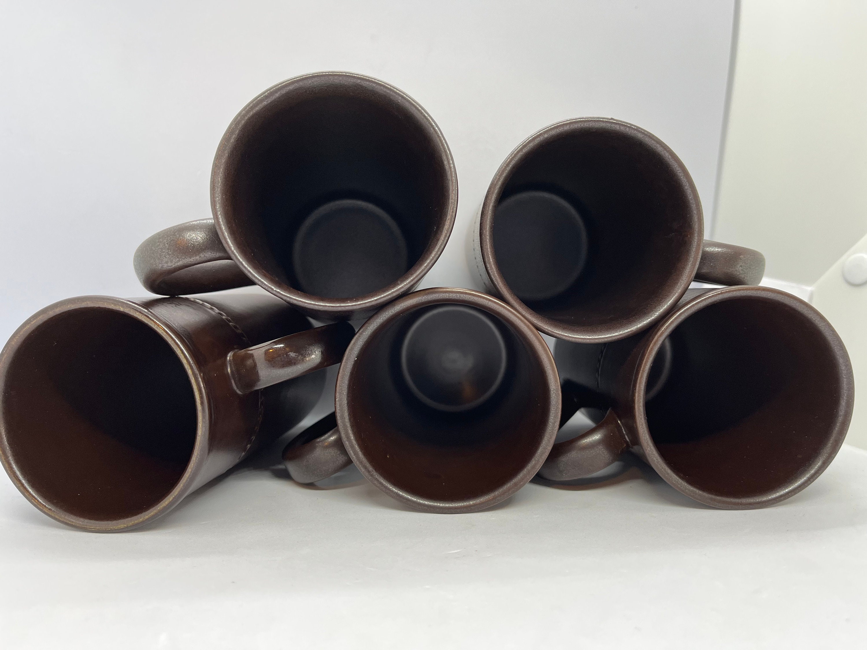 Old Höganäs Large Ceramic Mugs Pärlband Dark Brown Glaze, John ...