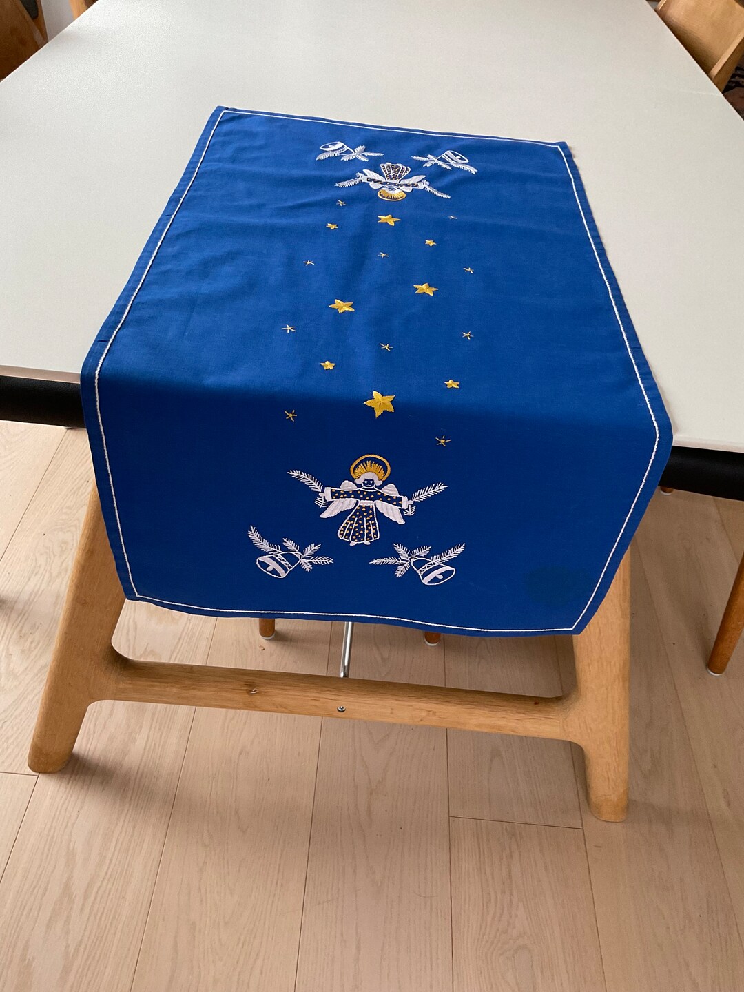 Danish Christmas Table Runner, Small Vintage Hand Embroidered Table ...