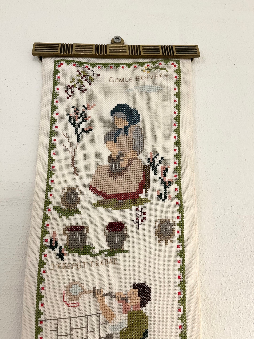 Danish Cross Stitch Tapestry, Handmade With Old Handcrafts, Danish ...