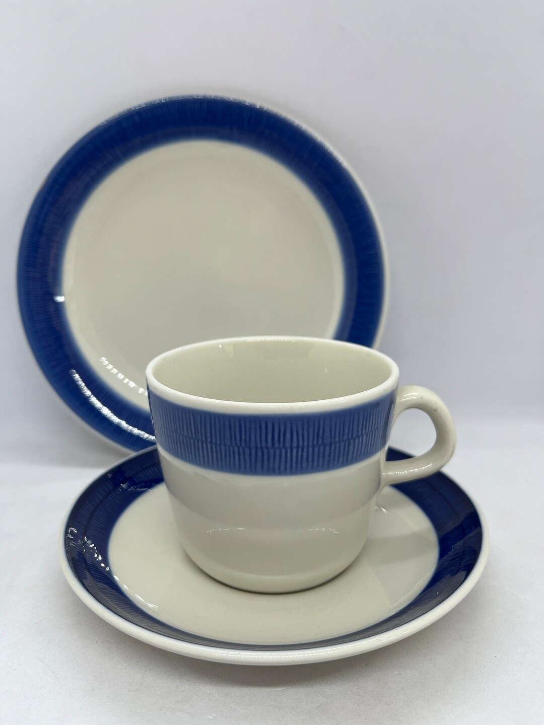 Rorstrand Koka Coffee Cup Trio Sets, Blue Koka Designed by Hertha ...