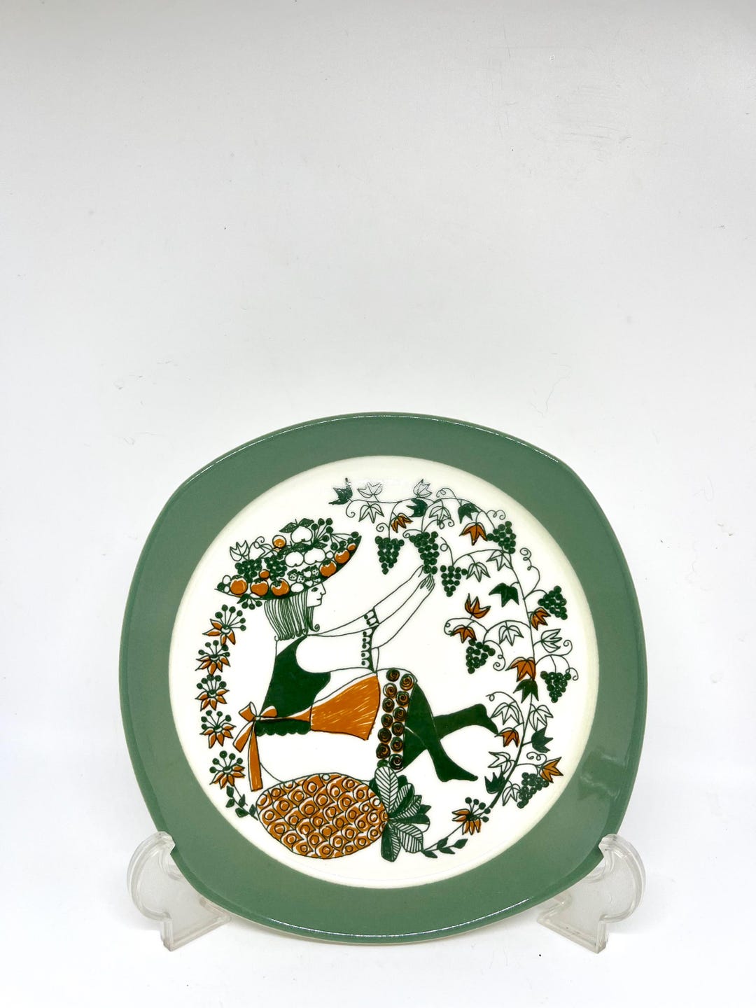 Figgjo Sicilia Plate, Mint Condition Plate of a Girl Picking Grapes ...