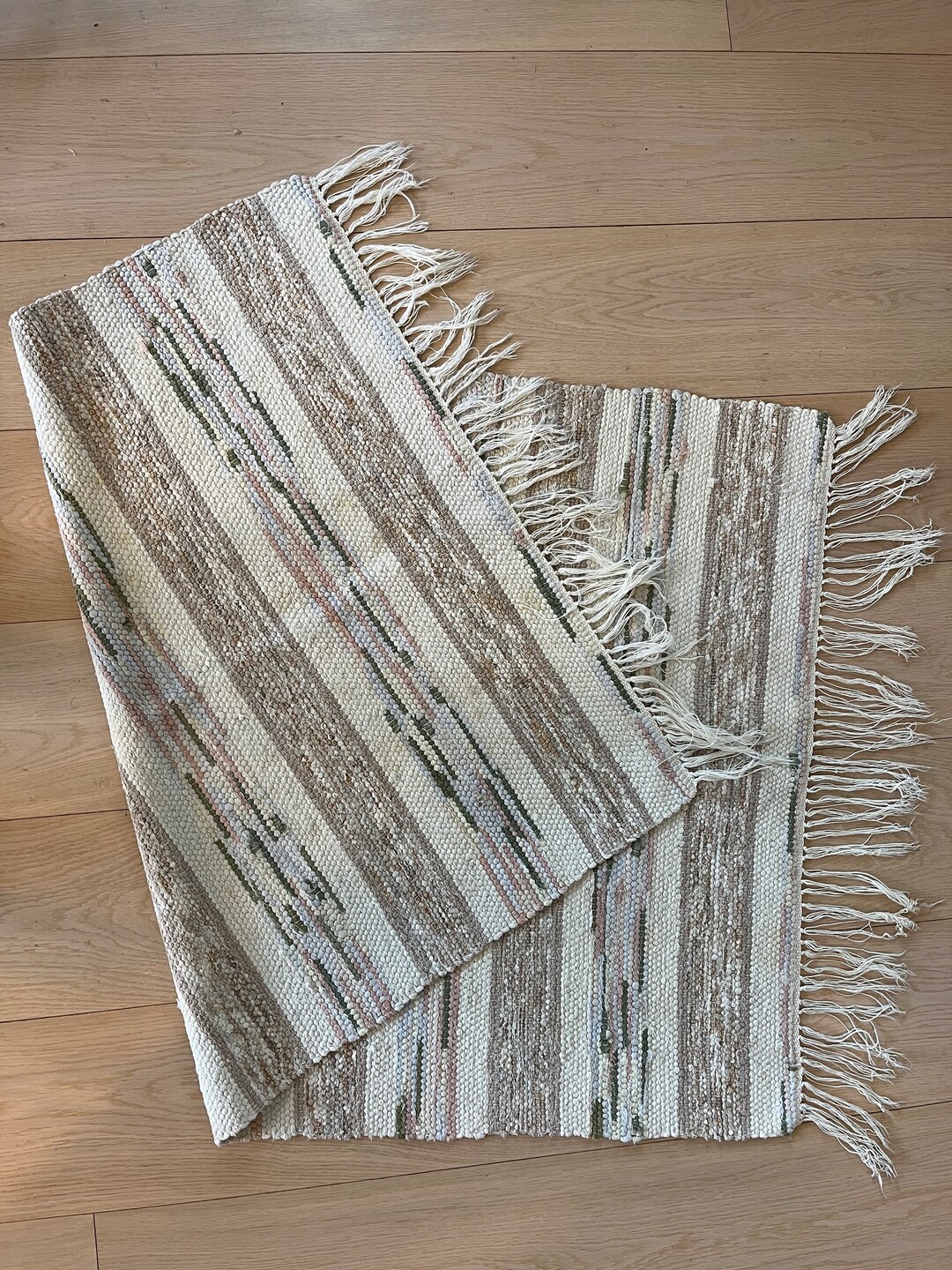 Swedish Vintage Handmade Rag Rug, 1970s HANDMADE Earthy Toned Handwoven ...