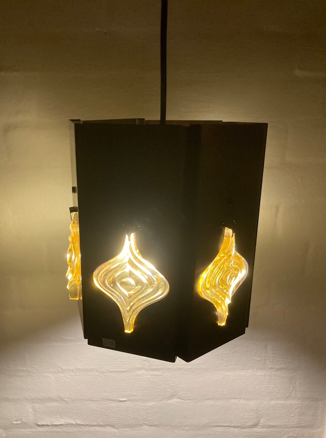 Palwa Germany, RARE Vintage Solid Copper Ceiling Lamp With Crystal ...