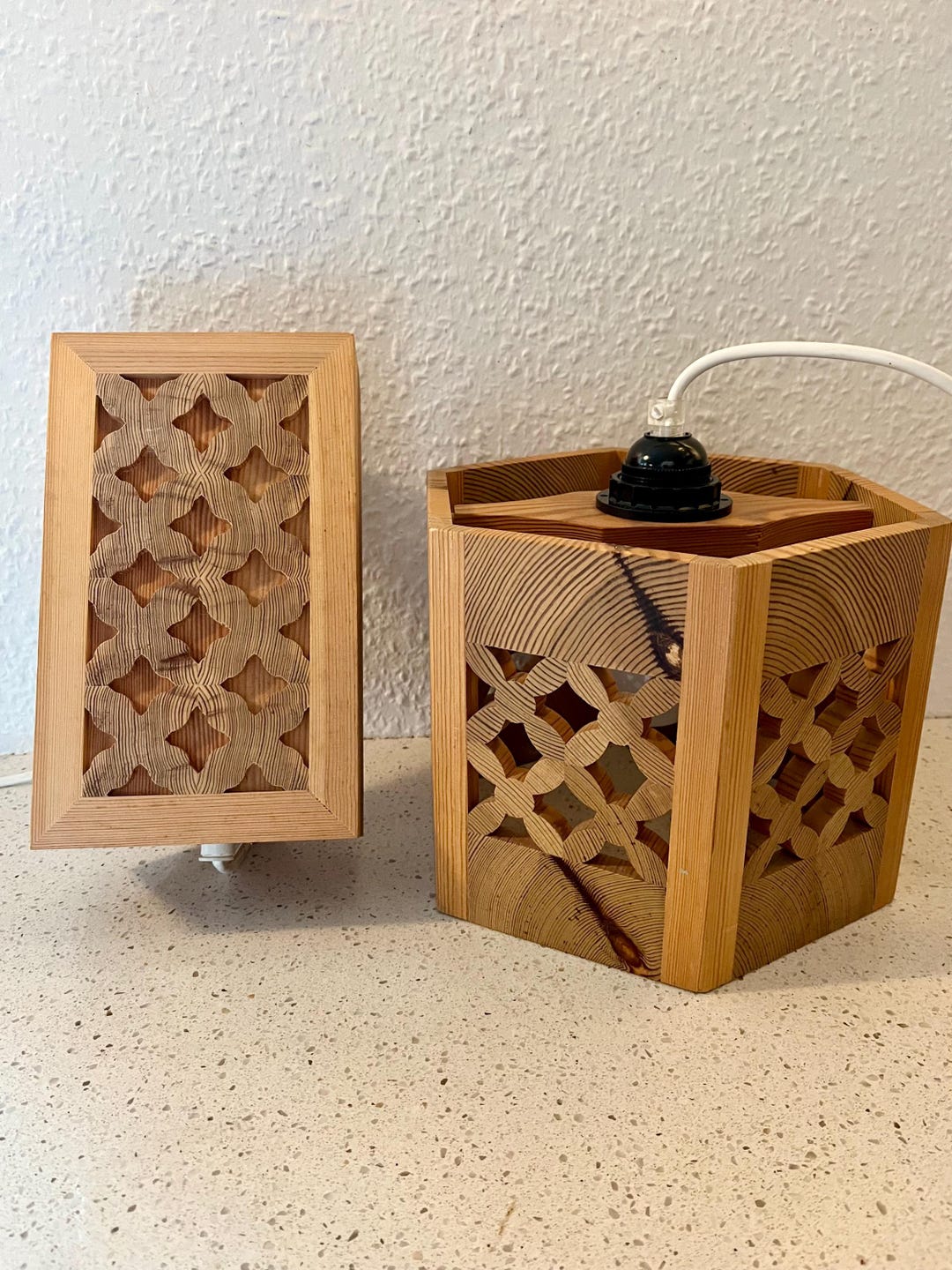 Swedish Pine Lamps, Vintage Set Wall Lamp and Pendant Light, Handmade ...