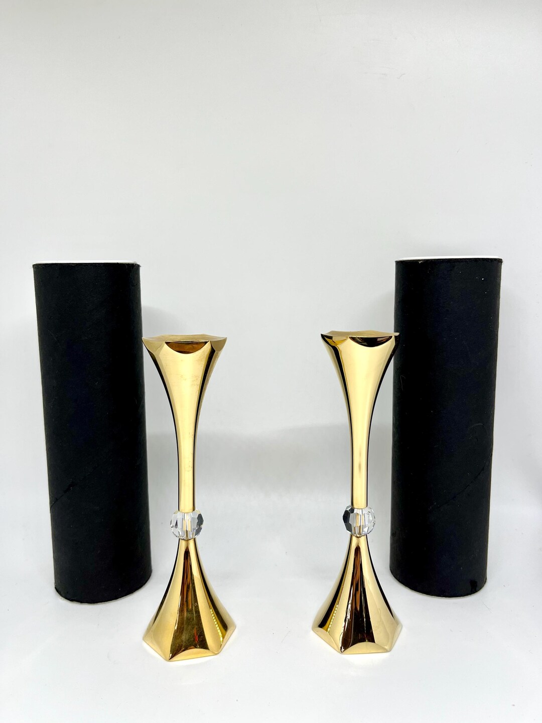 Danish Candle Holders, Set of Two Hugo Asmussen Luxurious 24 Carat Gold ...