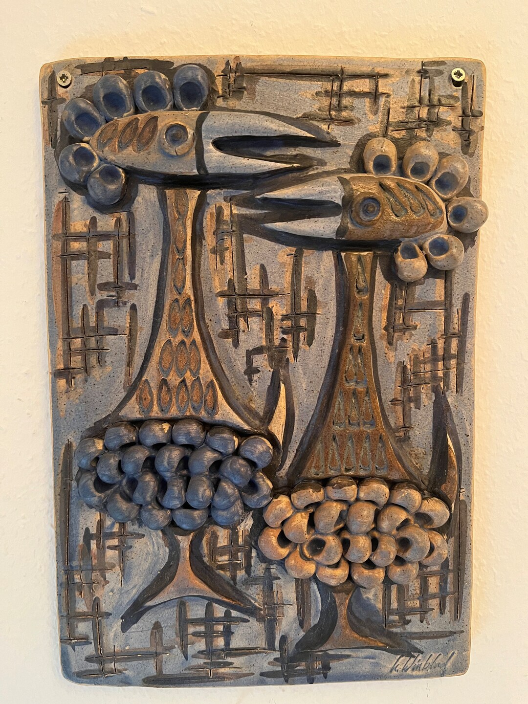 Ulla Winblad Ceramic Wall Plaque, Handmade Vintage Collectible by Ulla ...