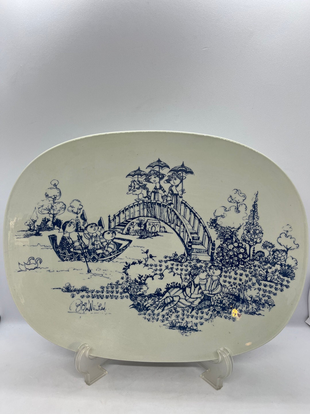 Bjorn Wiinblad Bowl "salute", Vintage Rare Oval Bowl / Display Plate by ...