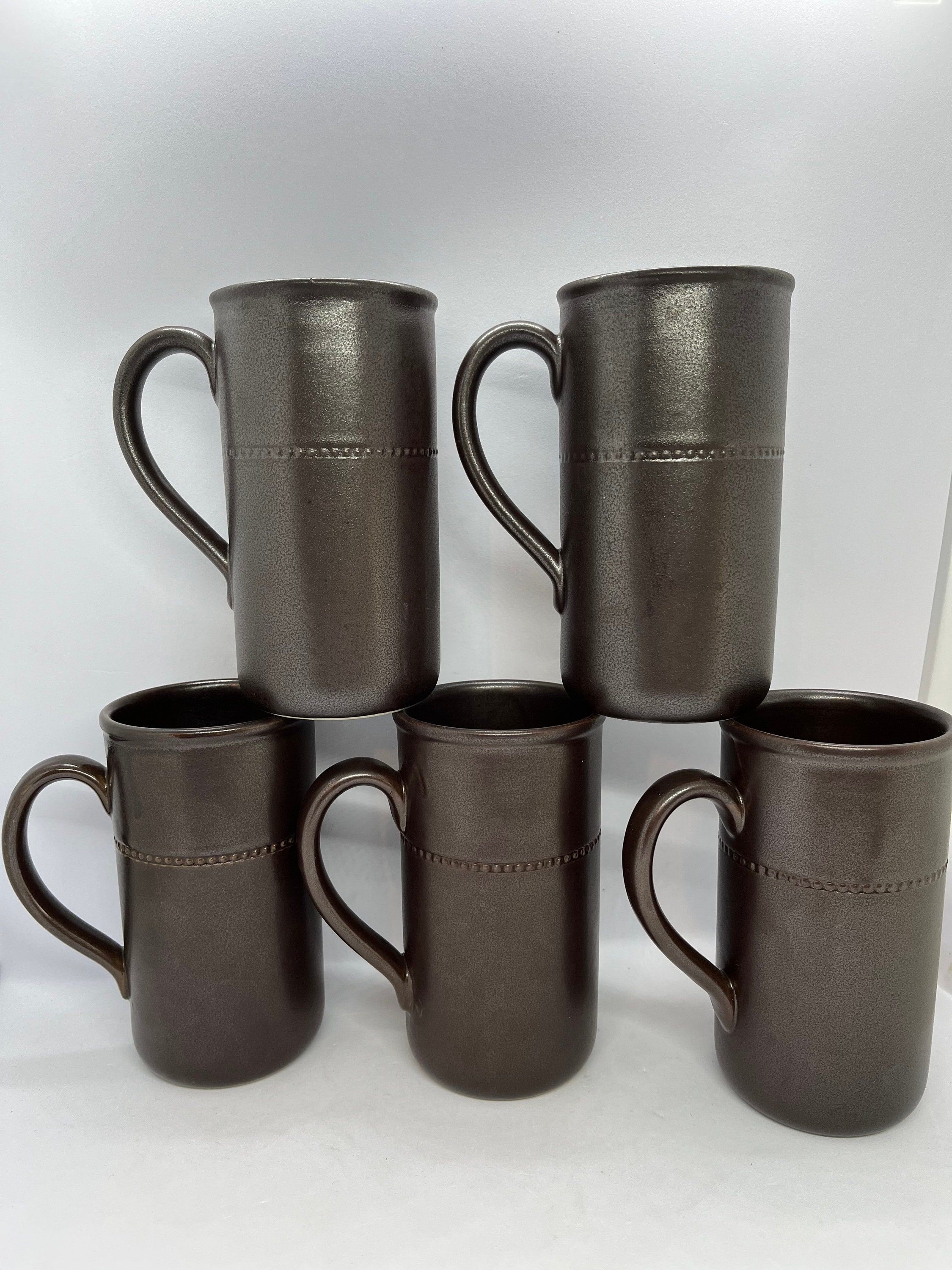 Old Höganäs Large Ceramic Mugs Pärlband Dark Brown Glaze, John ...