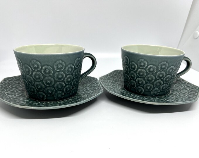 Quistgaard Azur Teacup Duo Sets Octagonal Saucers, Set of Two Danish ...