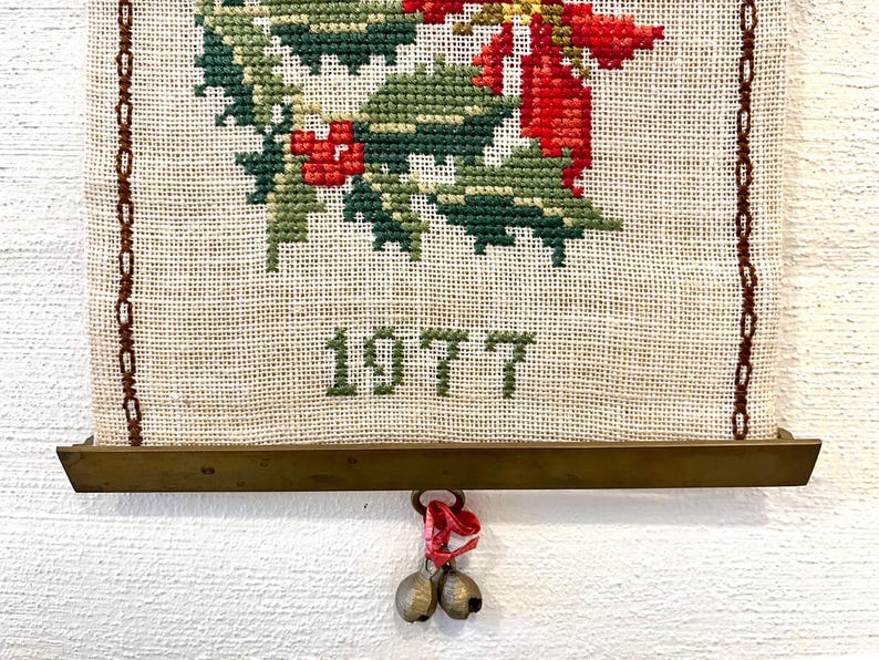 Needlepoint Bell Pull With Seasonal Scenes and Sayings Under Each ...