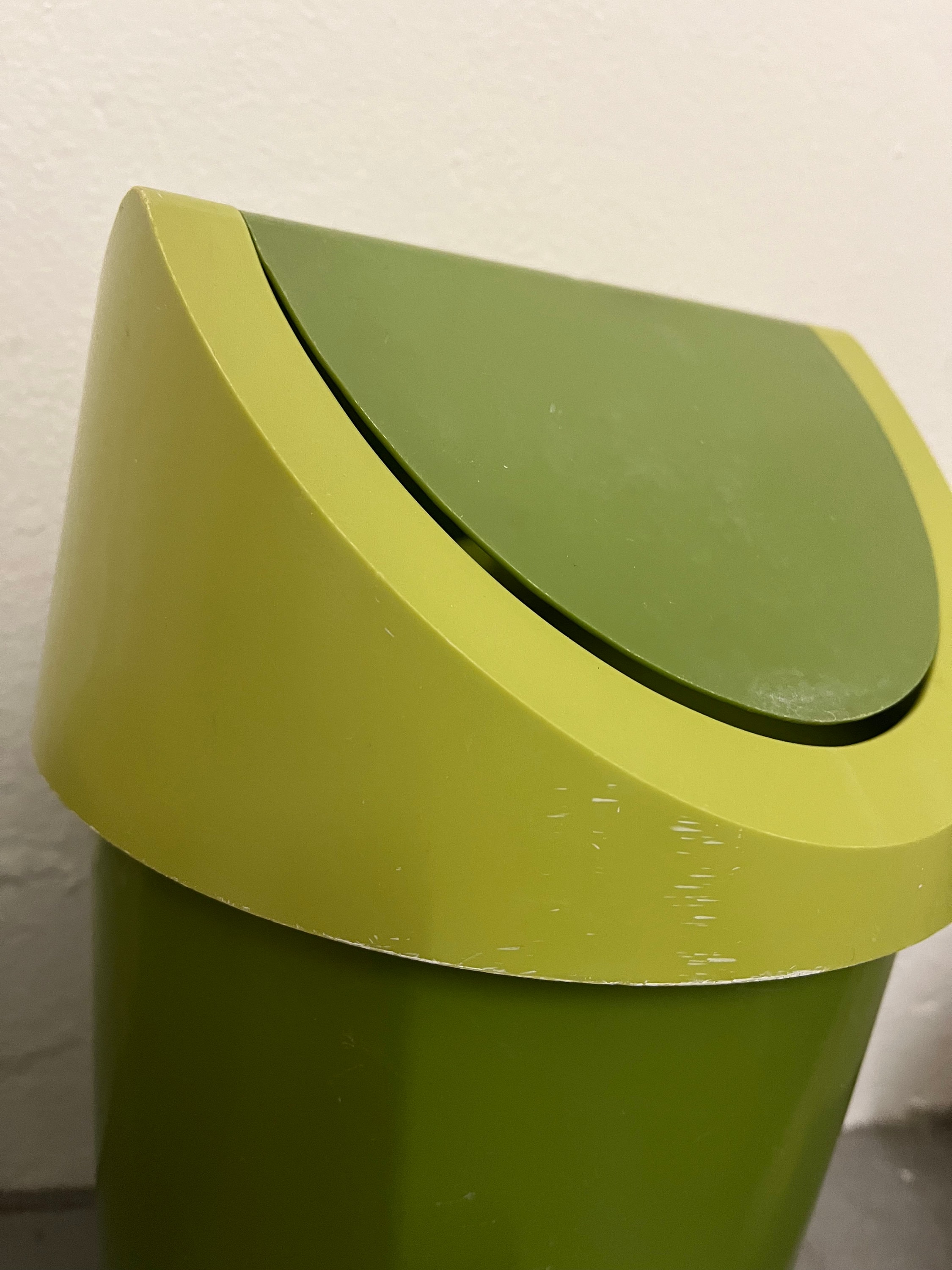 Vintage Bin, Set of Two Different Green Plastic Waste Bins, From the ...