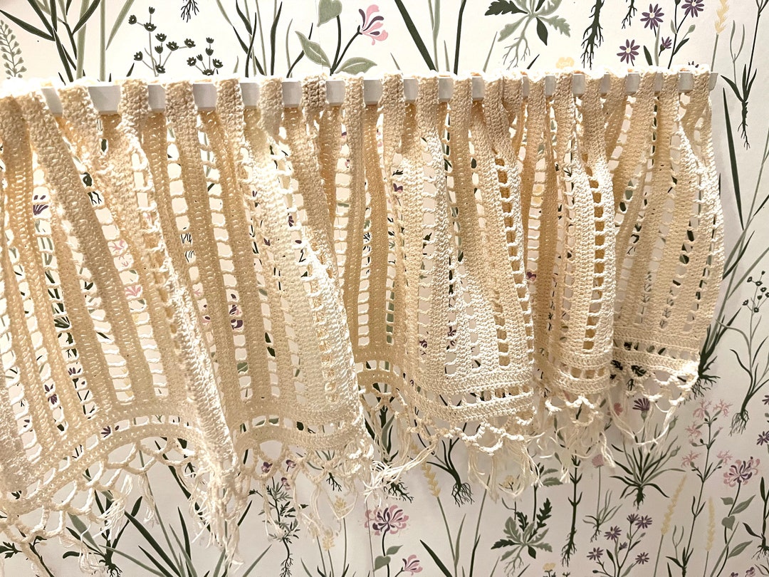 Danish Crochet Curtains, Mint Condition Handmade Crochet Cotton Curtain ...