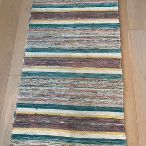 Swedish Vintage Handmade Rag Rug, LARGE 1970s HANDMADE Multicolor ...