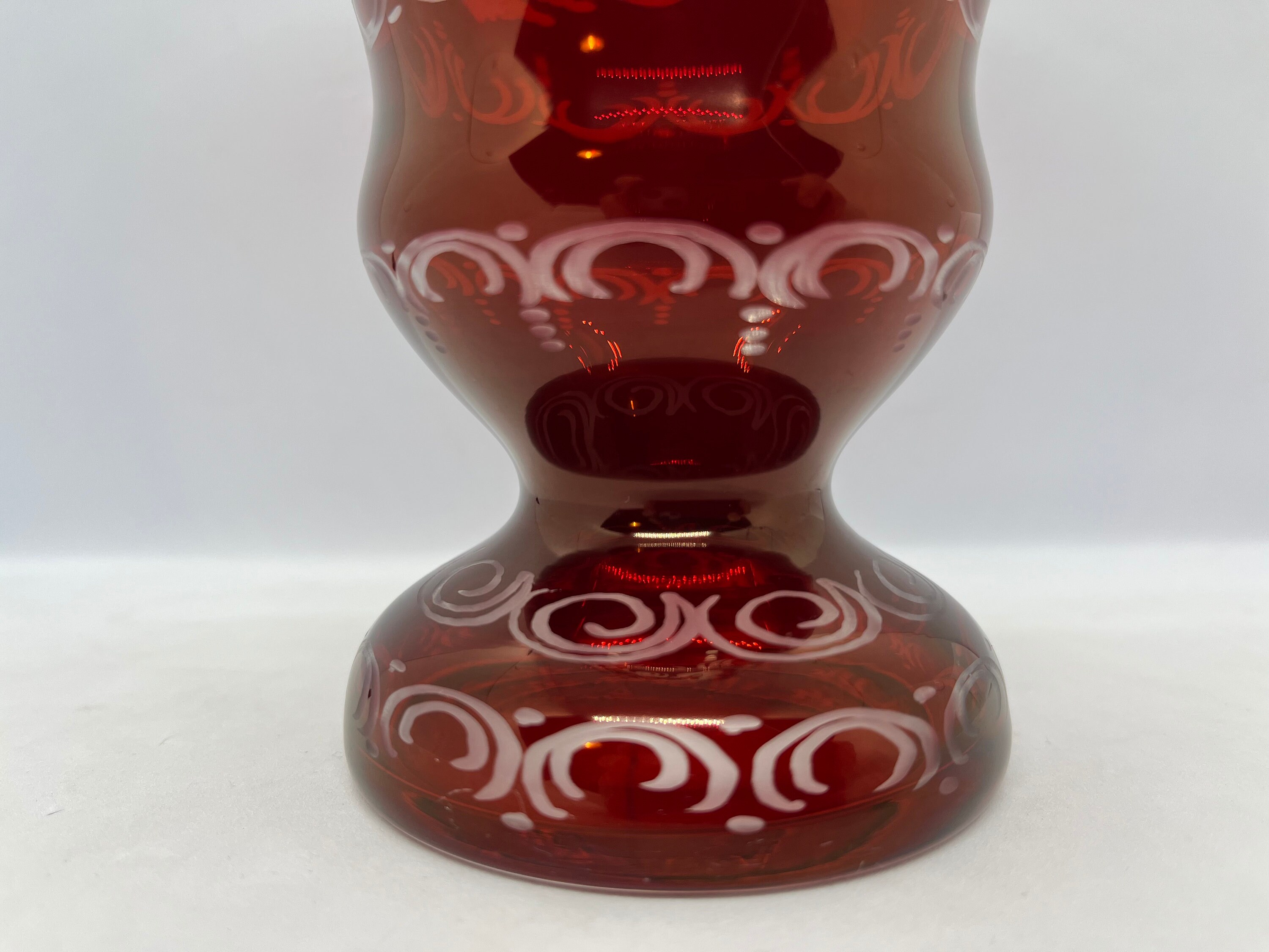 Bohemian Red Glass Vase Ruby Red Cut Glass From Egermann - Etsy