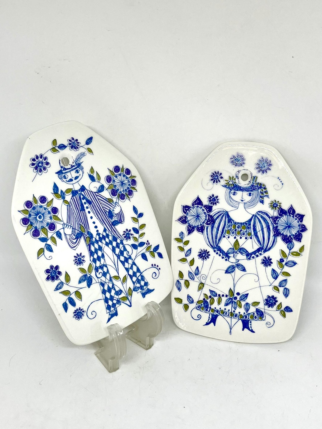 Figgjo Lotte, Set of Two Sandwich Boards / Wall Plaques, One Male and ...