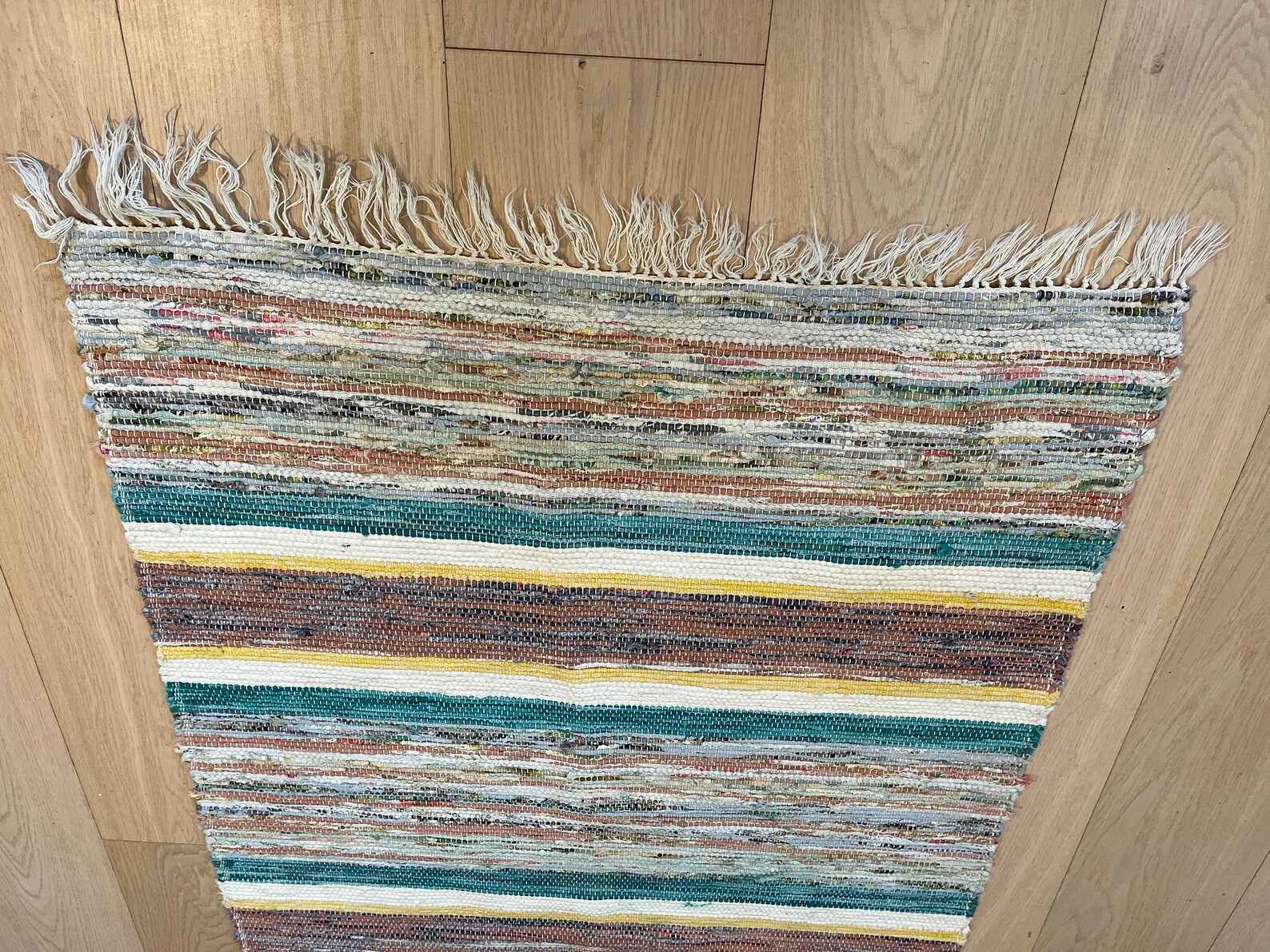 Swedish Vintage Handmade Rag Rug, LARGE 1970s HANDMADE Multicolor ...
