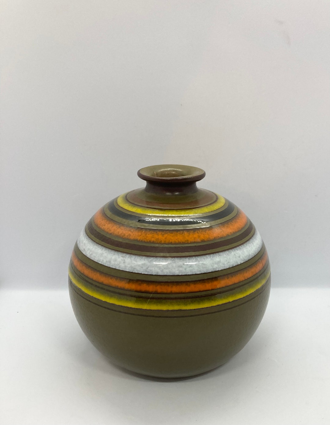 Bitossi Ball Vase Fascie Colorate Aldo Londi, Vintage Italian Ceramic ...