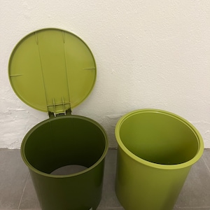Vintage Bin, Set of Two Different Green Plastic Waste Bins, From the ...