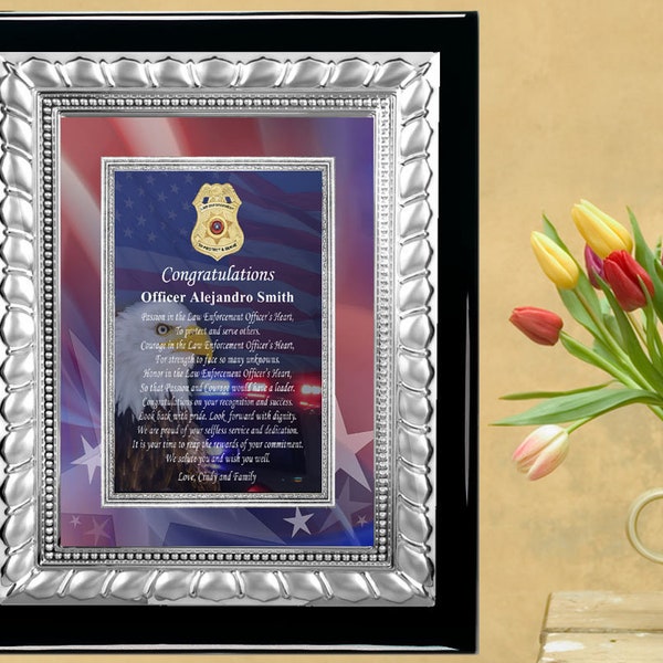 Custom Name Plate Clock Plaque 3D Police Logo Pen Business Card Display ...