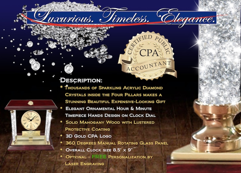 CPA Gift Retirement Years of Service Clock Engraved Certified Public ...