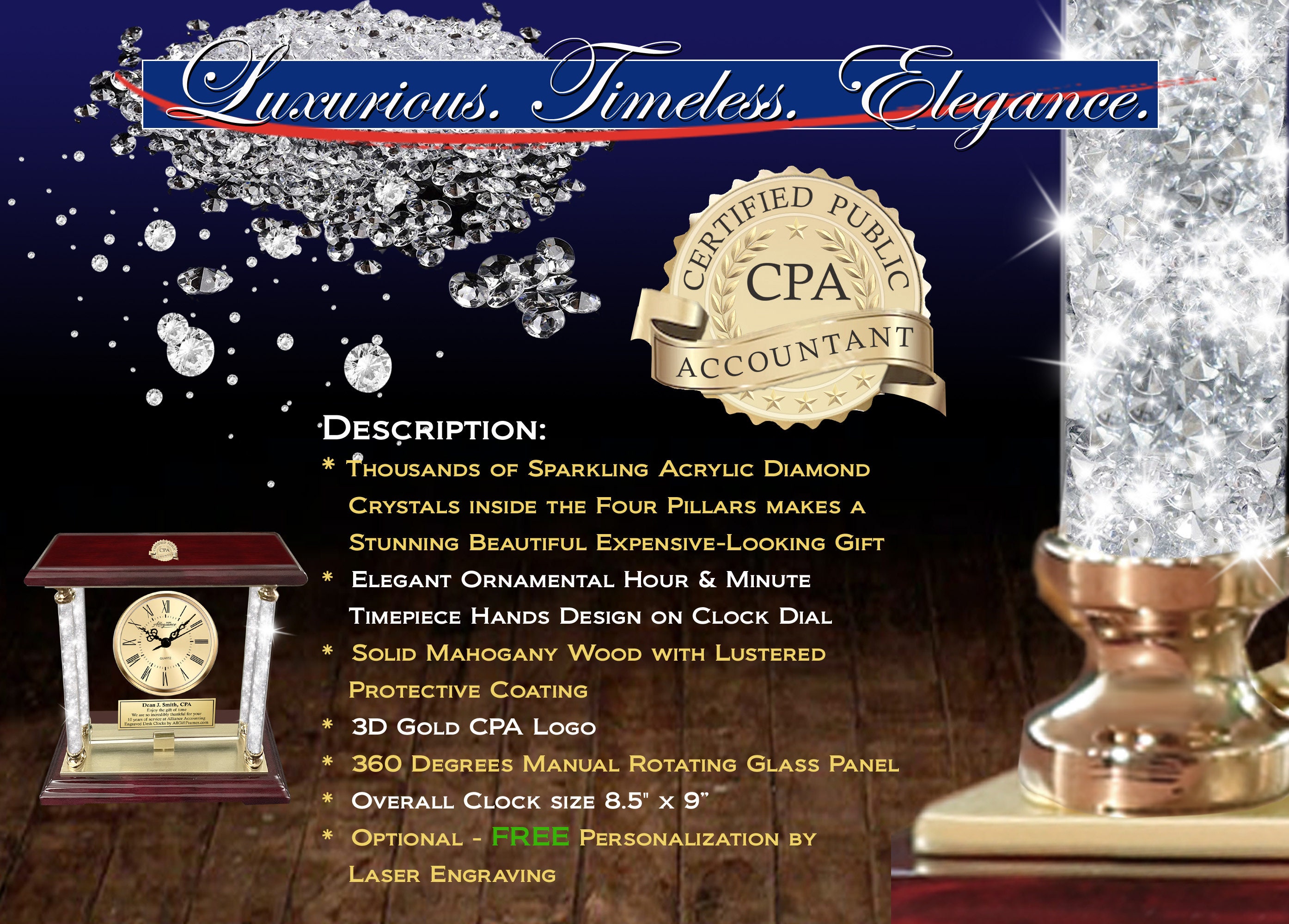CPA Gift Retirement Years of Service Clock Engraved Certified Public ...