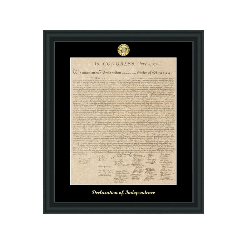 United States Declaration of Independence Copy Replica Matte Black Wood ...
