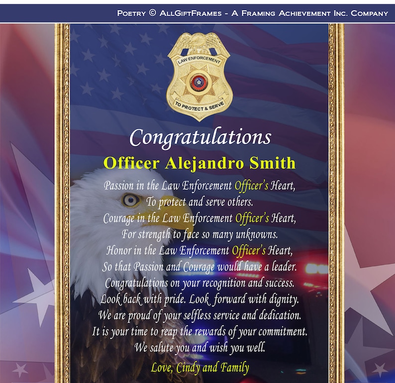 Policeman Sheriff Gift Birthday Employee Service Award Promoted Present ...