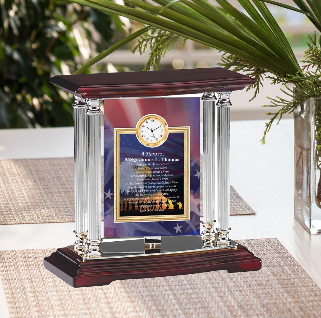 Custom Military Gift Soldier Sailor Retirement Gift Mini Clock Silver ...