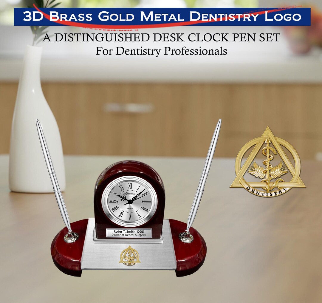 Personalize Dentistry Pen Set Silver Desk Clock Nameplate Display ...