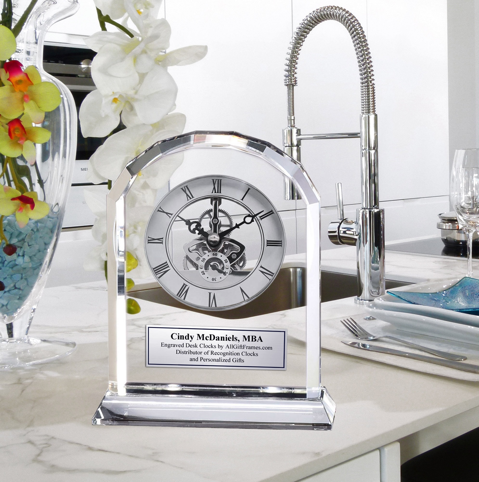 Personalized Crystal Multifaceted Diamond Arch Engraved Clock - Etsy