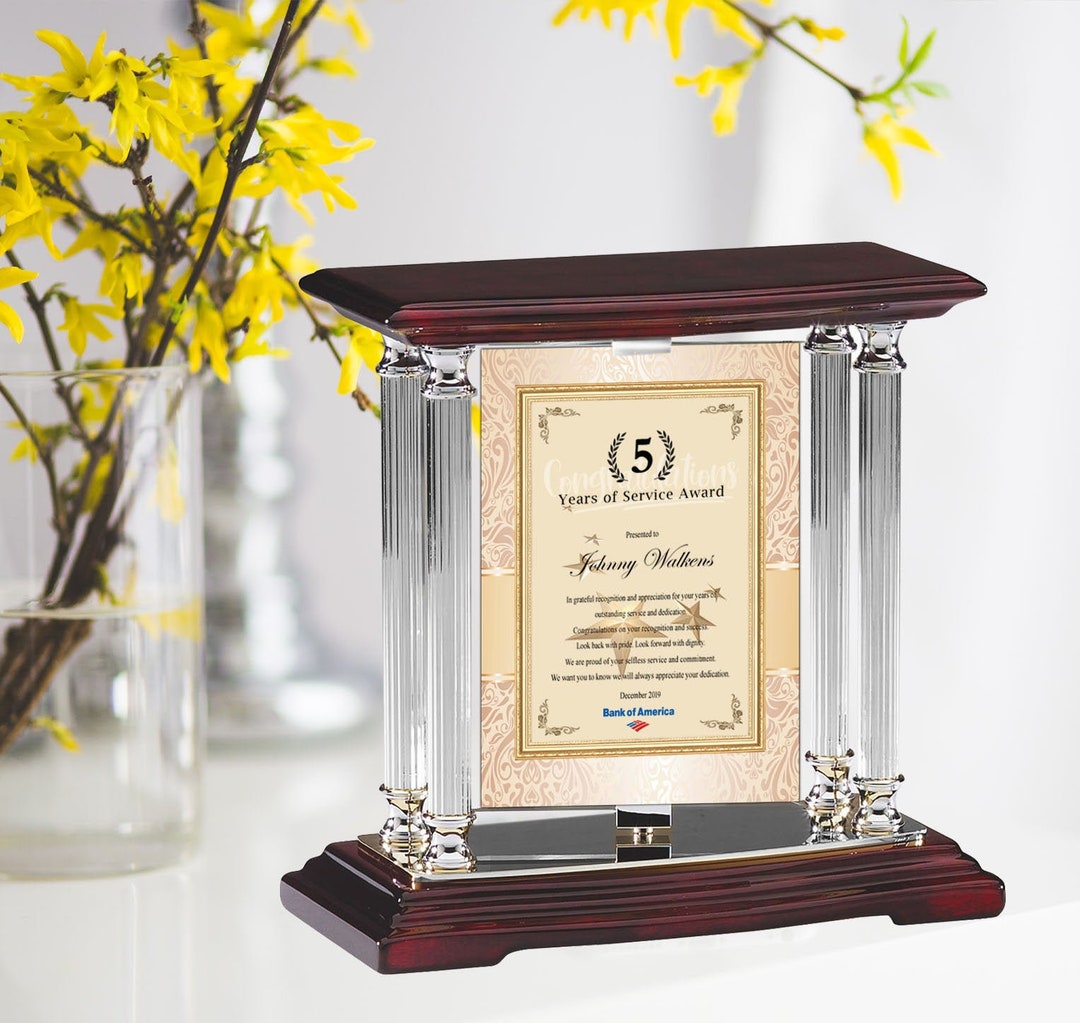 Employee Service Award Plaque Years of Working Month Trophy Silver Desk ...