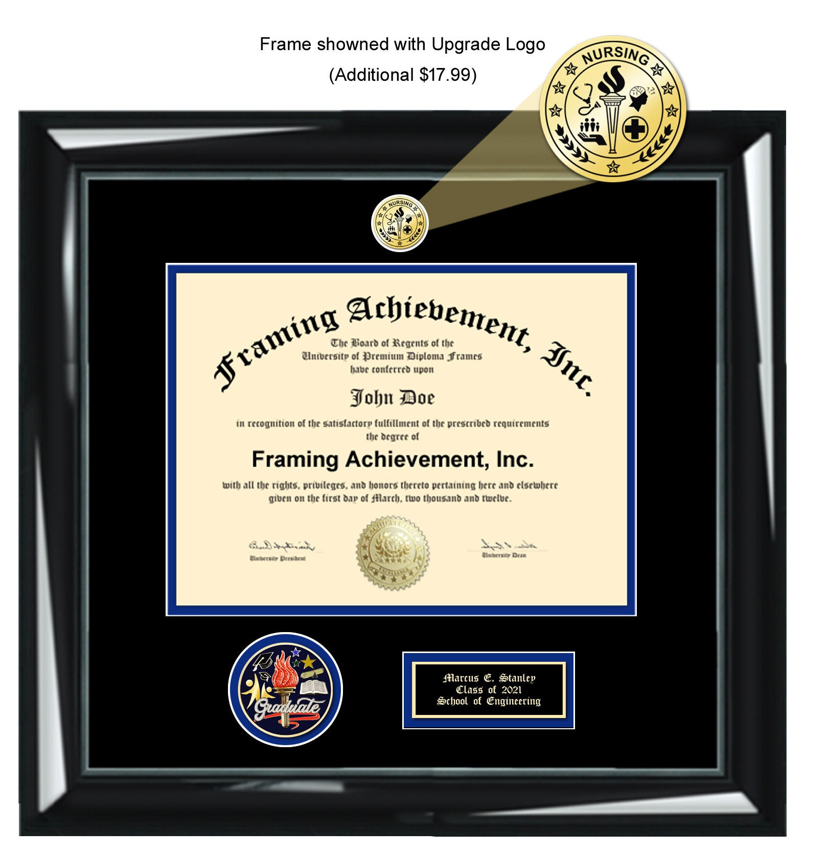 Graduation 3D Medal Degree Frame Matted Engraving Custom Honor High ...