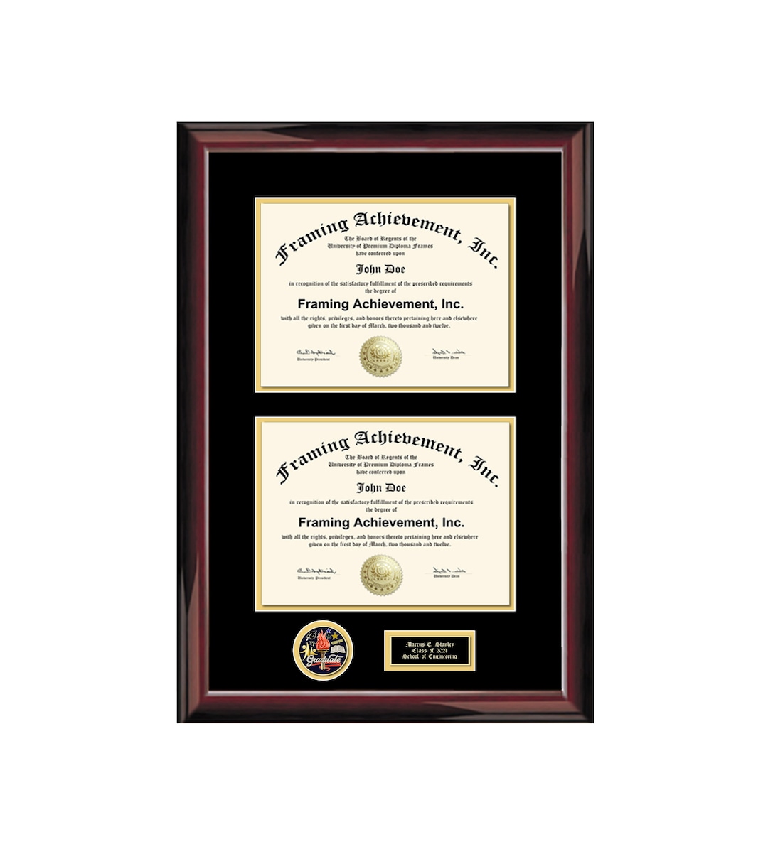 Dual Certificate Frame Double License State Board College Diploma Frame ...