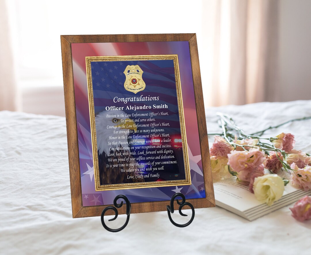 Police Officer Sheriff Deputy Retirement Trooper Recognition Plaque ...