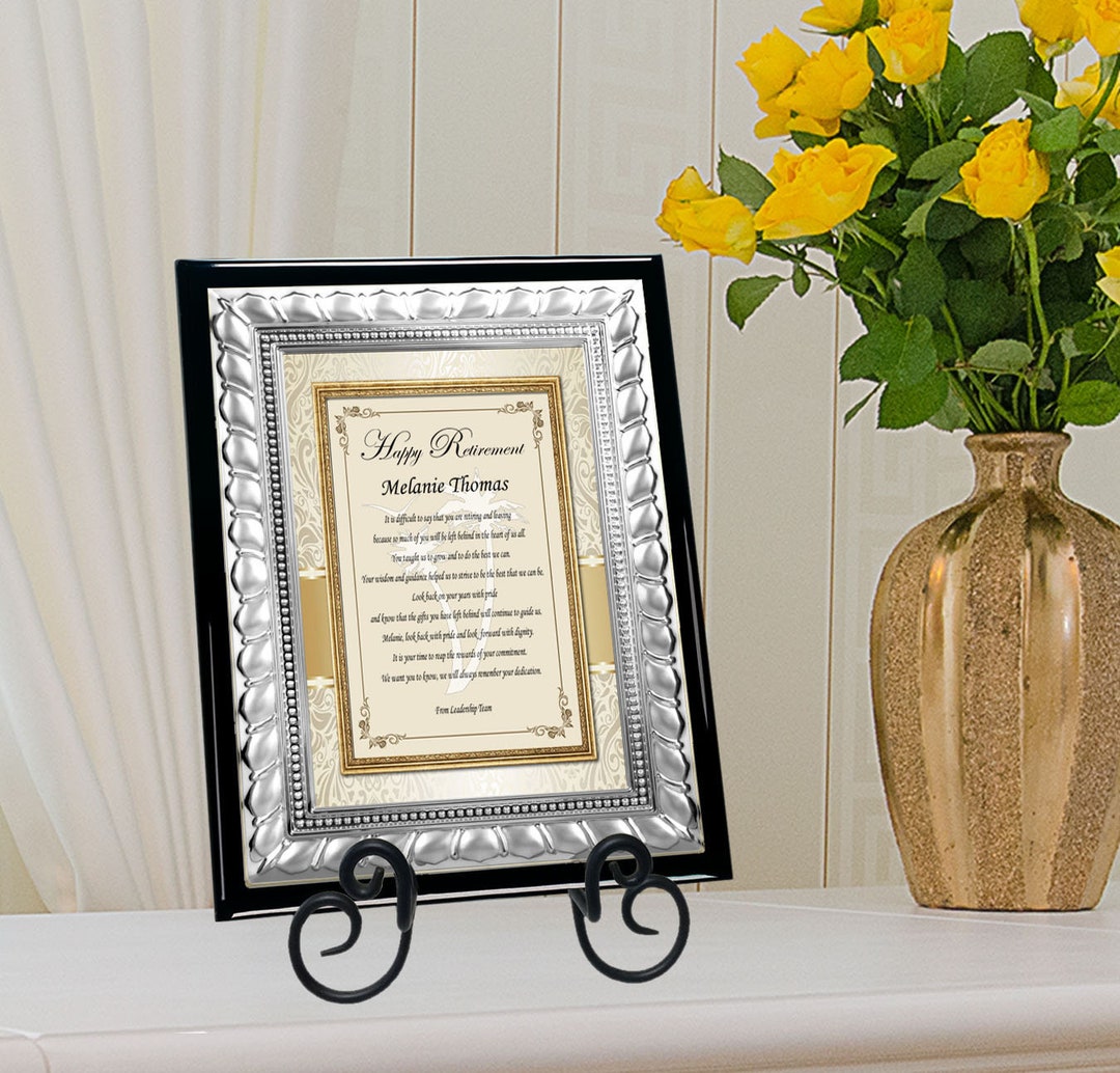 Silver Metal Retirement Service Award Plaque Present Employee Coworker ...