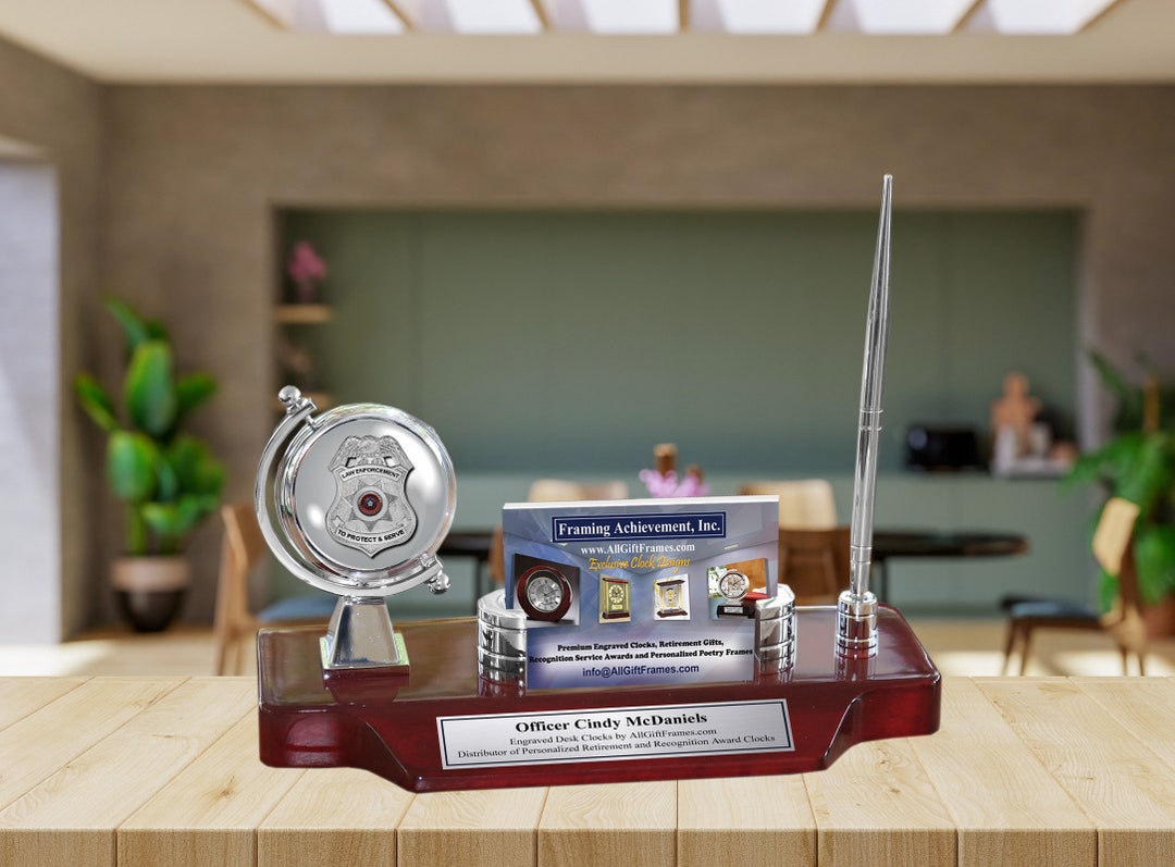 Police Officer Law Enforcement Sheriff Name Plate Desk Engraved Clock ...