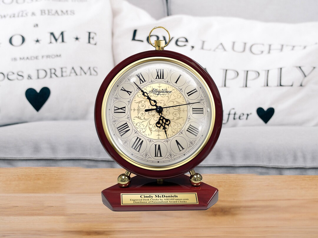 Personalized Clock Engraved Table Top Time Display Engravable Gold ...