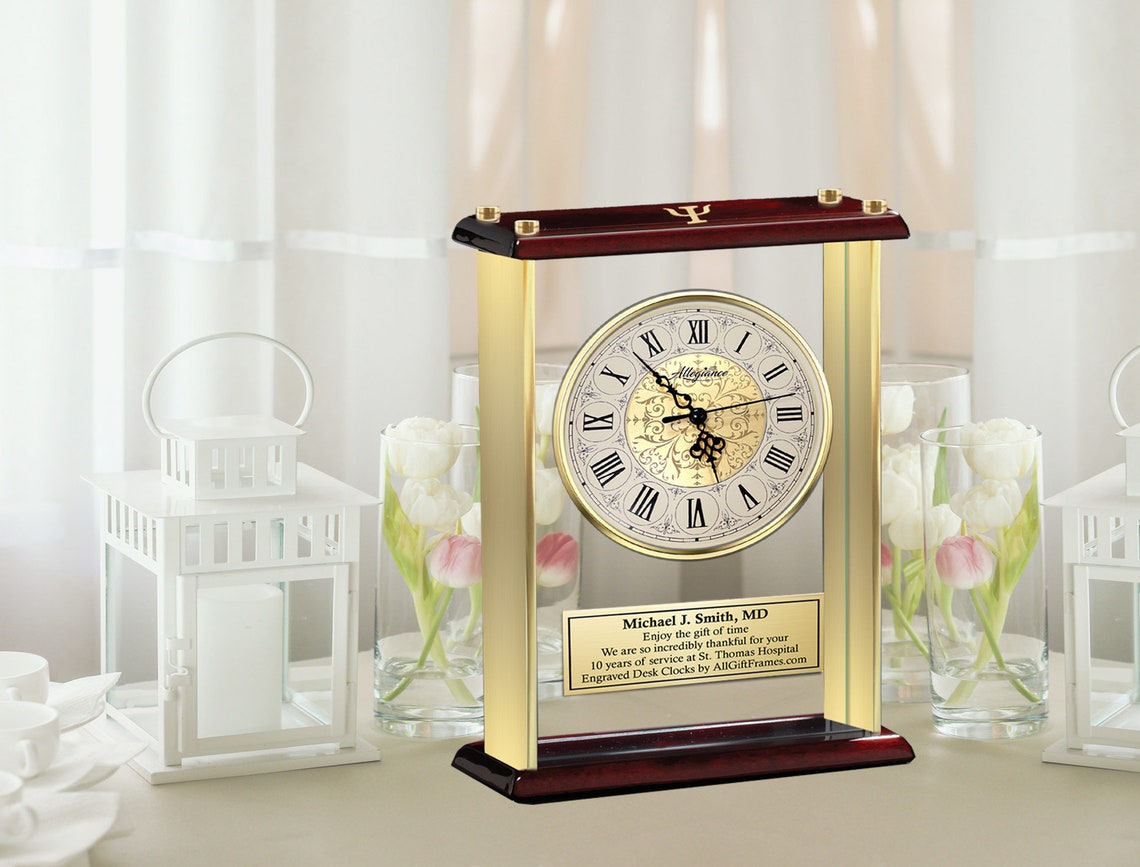 Unique Gift Idea Engrave Clock Psychology Logo Embellish Gold Panel ...
