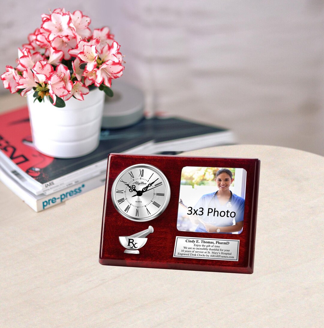 Doctor of Pharmacy Desk Picture Frame Fit 3x3 Photo Silver Engrave ...