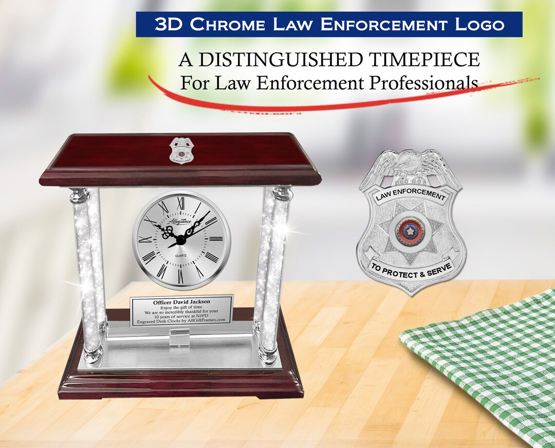 Law Enforcement Gift Him Her Police Officer Logo Engrave Clock Police ...